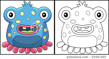 Monster Fish Coloring Page Colored Illustration - Stock Illustration ...