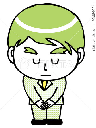 Cute two-headed male office worker bowing... - Stock Illustration ...