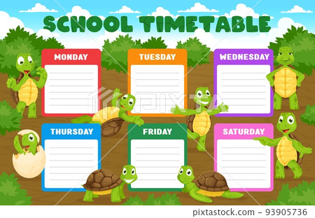 Education timetable schedule with cartoon... - Stock Illustration ...