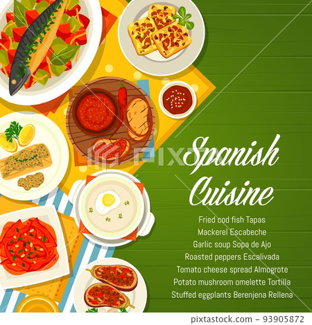 Spanish cuisine menu cover design template.... - Stock Illustration ...