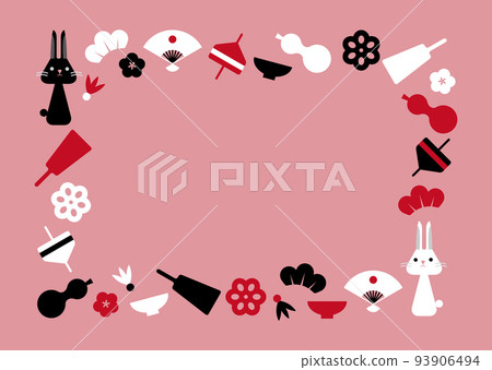 Rabbit and lucky frame illustration pink - Stock Illustration [93906494 ...