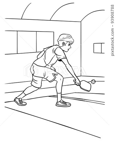 Pickleball Coloring Page for Kids - Stock Illustration [93908788] - PIXTA