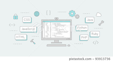 Concept illustration of web programming, image... - Stock Illustration ...
