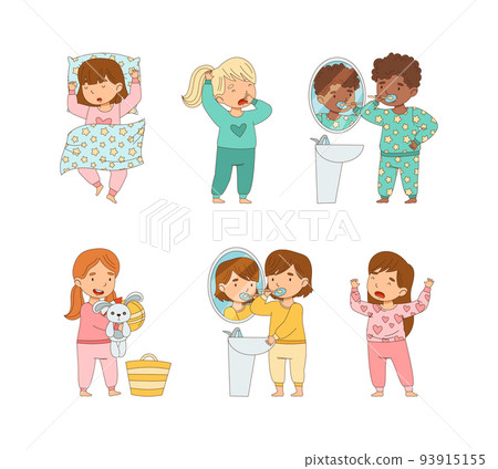 Cartoon In The Morning Getting Ready