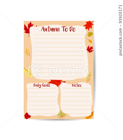 Autumn planner sheet Fall to-do list Planner... - Stock Illustration ...