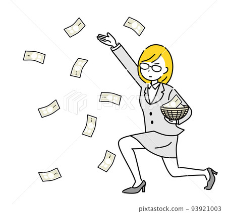 business woman throwing money - Stock Illustration [93921003] - PIXTA