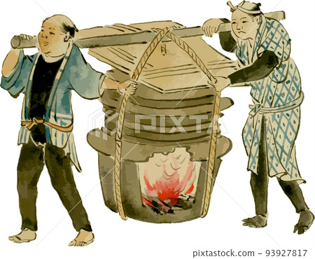 Men carrying large pots - Stock Illustration [93927817] - PIXTA