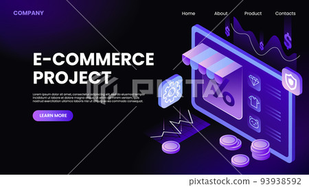 E-commerce Project Banner. Landing Page... - Stock Illustration ...