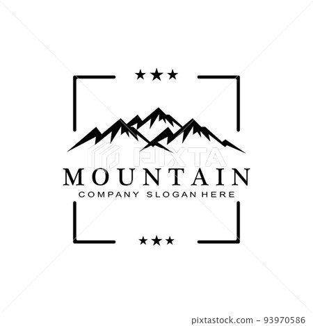 Mountain View logo vector design at sunrise for... - Stock Illustration ...