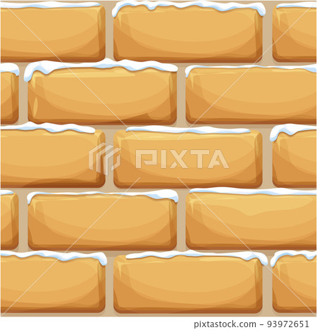Brick wall with snow, stone bricks, rock...-插圖素材 [93972651] - PIXTA圖庫