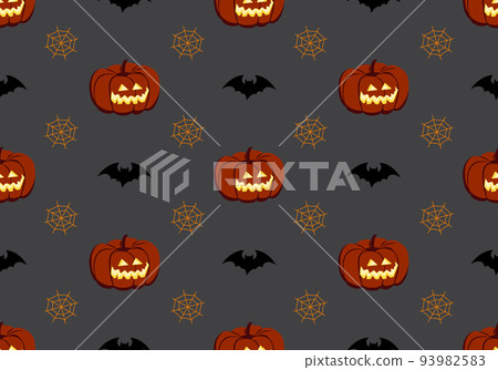 Bright seamless pattern with pumpkins, bats and... - Stock Illustration ...