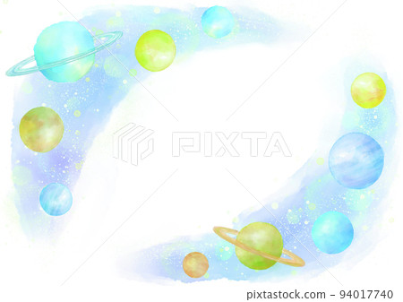 space background frame with floating planets - Stock Illustration ...