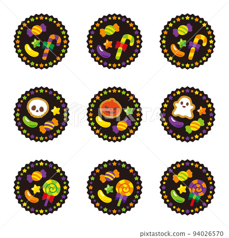 Halloween candy sticker label set - Stock Illustration [94026570] - PIXTA