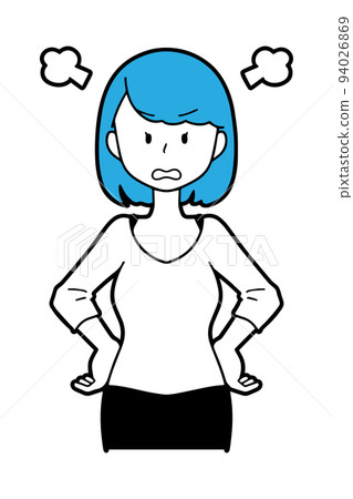 Simple person [angry woman] - Stock Illustration [94026869] - PIXTA