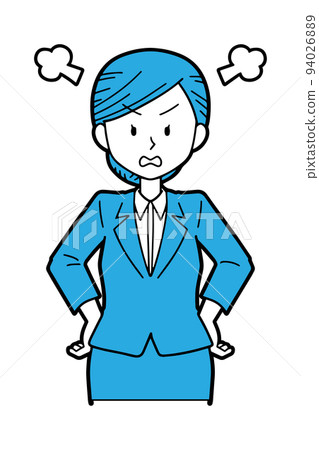 Simple person [angry suit woman] - Stock Illustration [94026889] - PIXTA