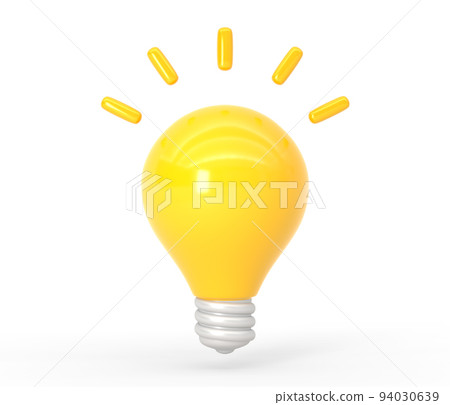 Glowing light bulb icon with yellow beams, 3D... - Stock Illustration ...