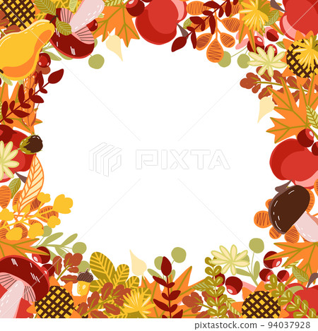 Thanksgiving day vector square frame with fall... - Stock Illustration ...
