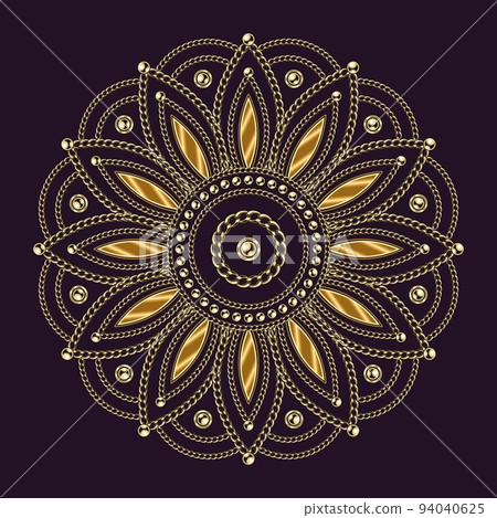 Luxury mandala with golden chains, beads.... - Stock Illustration ...