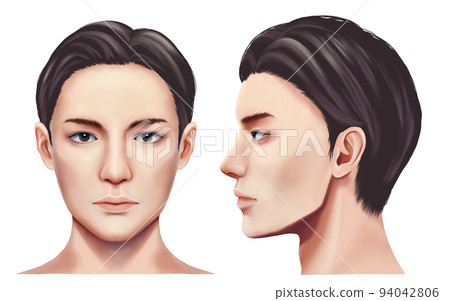 Realistic male illustration front and profile... - Stock Illustration ...