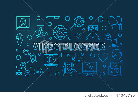 Video Blogger vector concept blue linear... - Stock Illustration ...