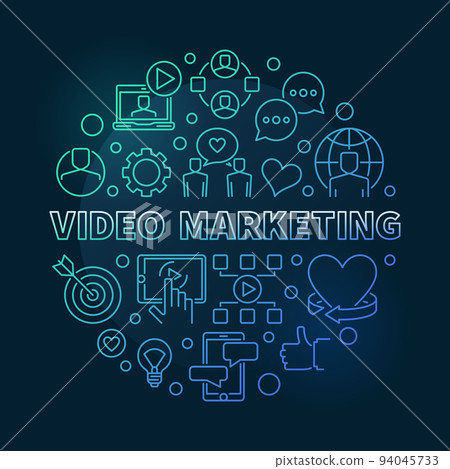 Video Marketing vector round colorful linear... - Stock Illustration ...
