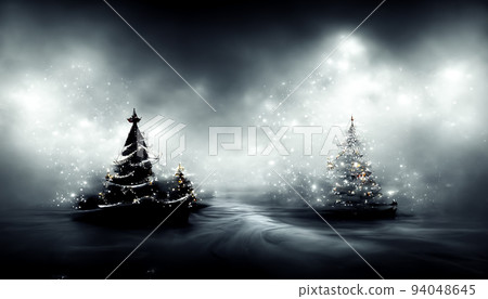 3D Render Merry Christmas HD Wallpaper. Dark... - Stock Illustration ...