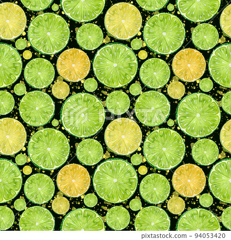 Citrus fruits, lemons, limes with splashes of... - Stock Illustration [94053420] - PIXTA