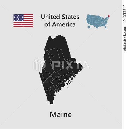 Vector map state Maine, flag and map USA - Stock Illustration [94053745 ...