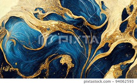 Spectacular dark blue and gold ink swirled... - Stock Illustration ...