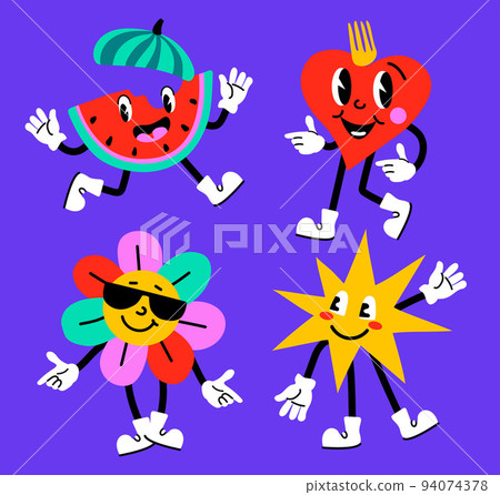 Hand drawn trendy cartoon. Vector set - Stock Illustration [94074378 ...