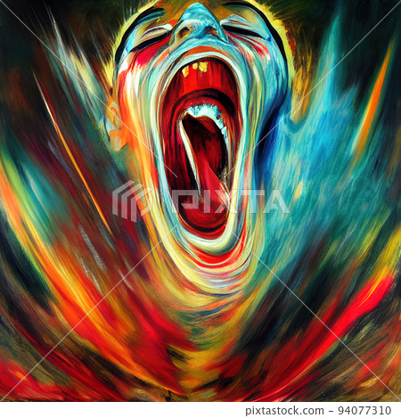 roaring anger exploding into a violent scream,... - Stock Illustration ...