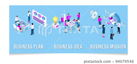 Set of 3D isometric concept of a business... - Stock Illustration ...