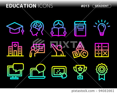 Gradient style icon set related to education_013 - Stock Illustration ...