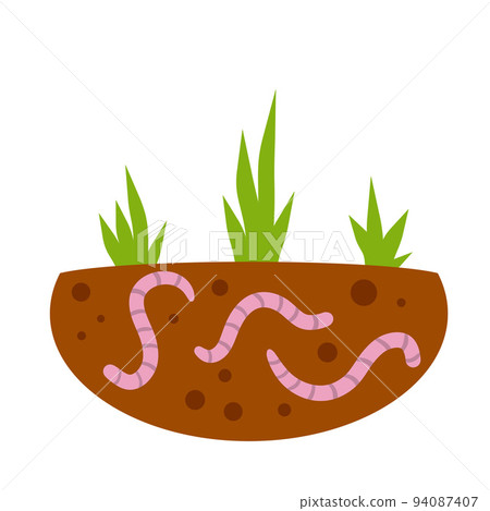 Worms under the ground. Insects in soil. - Stock Illustration [94087407 ...