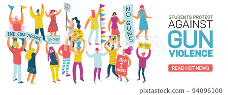 Students Protesting Against Gun Violence - Stock Illustration [94096100 ...