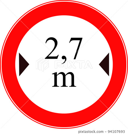 A road forbidding sign. The width restriction... - Stock Illustration ...