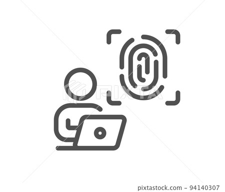 Computer fingerprint line icon. Finger print... - Stock Illustration ...