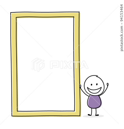 Happy stickman with empty board symbol. Vector - Stock Illustration ...