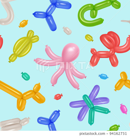 Balloon animals pattern. Different rubber... - Stock Illustration ...