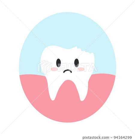 Fractured, chipped tooth in cartoon flat style.... - Stock Illustration ...