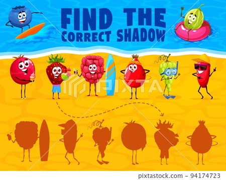 Find the correct shadow of cartoon berry... - Stock Illustration ...