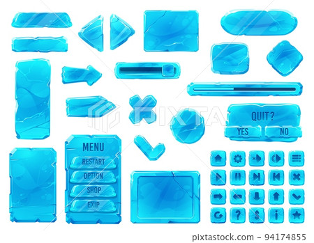 Ice crystal buttons, cartoon interface. UI game... - Stock Illustration ...