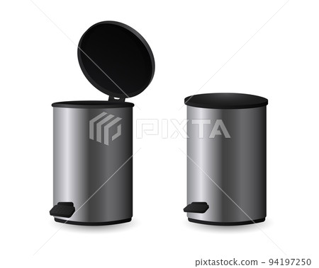Open and closed trash can - Stock Illustration [94197250] - PIXTA