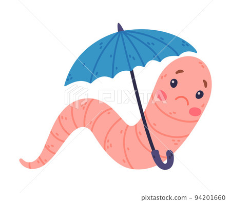 Funny Pink Worm Character with Sad Face with... - Stock Illustration ...