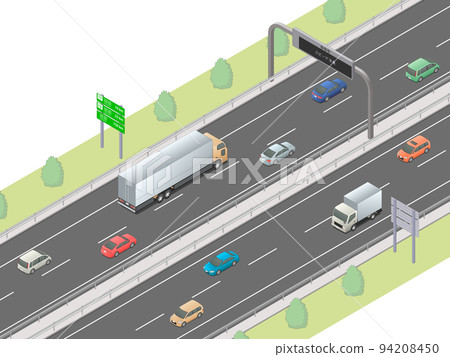 Japanese highway image drawn with isometric... - Stock Illustration ...