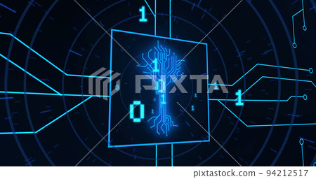 Image of binary code and integrated circuit in... - Stock Illustration ...