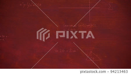 Image of mathematical equations on red background - Stock Illustration ...