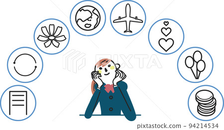 Students who enjoy imagining many options set... - Stock Illustration ...