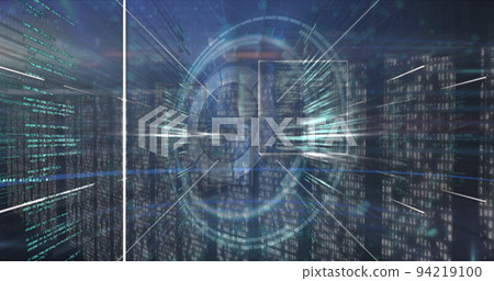 Image of round scanner and data processing over... - Stock Illustration [94219100] - PIXTA