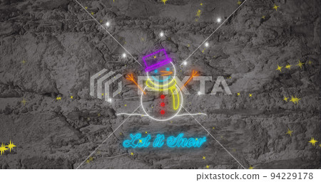 Image of let it snow and neon snowman text over... - Stock Illustration ...